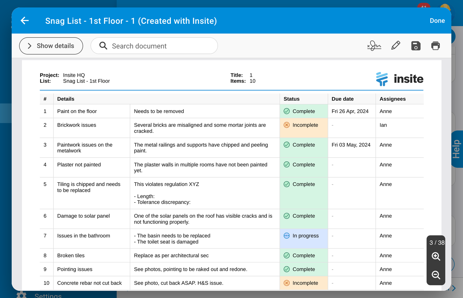 Site inspection and reporting software for Design Teams - Insite