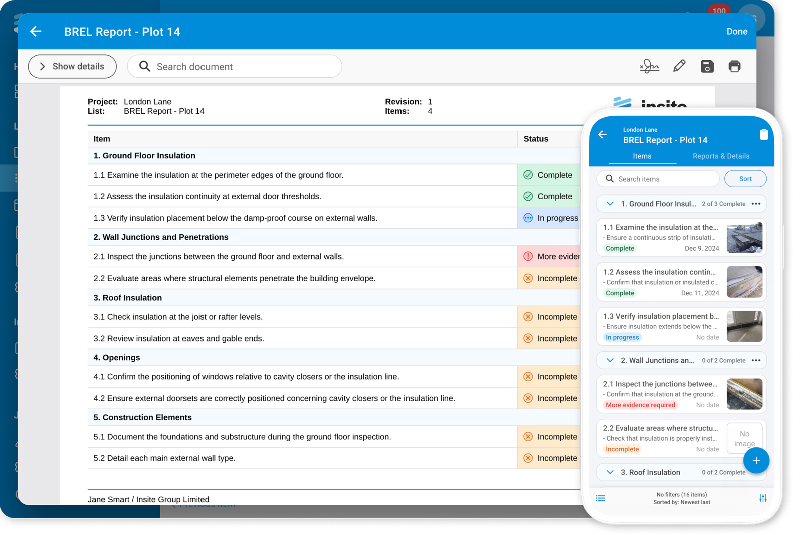Compliance & quality software for House Builders - Insite