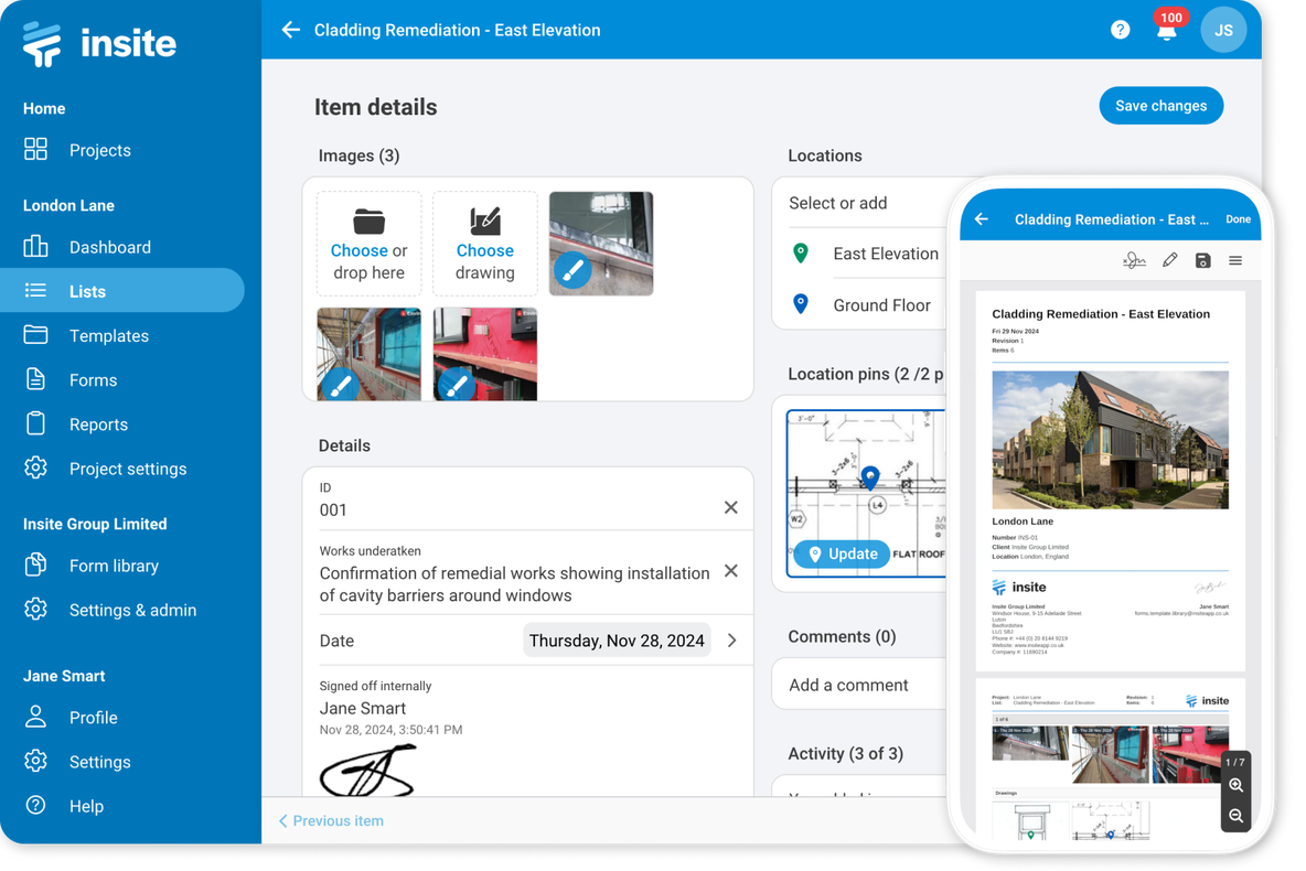 Compliance & quality software for House Builders - Insite