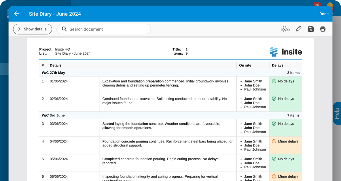 Construction Progress Tracking Software - Insite