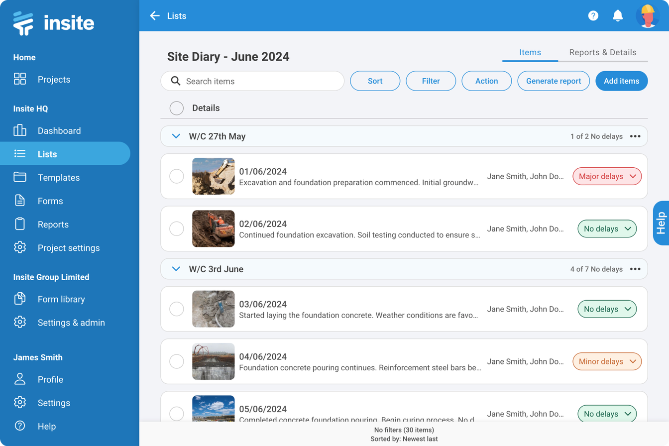 Construction Progress Tracking Software - Insite